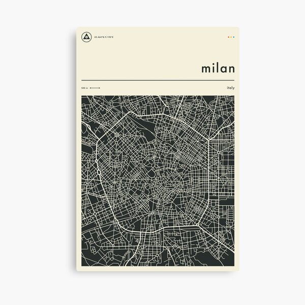 "MILAN MAP" Canvas Print by JazzberryBlue | Redbubble