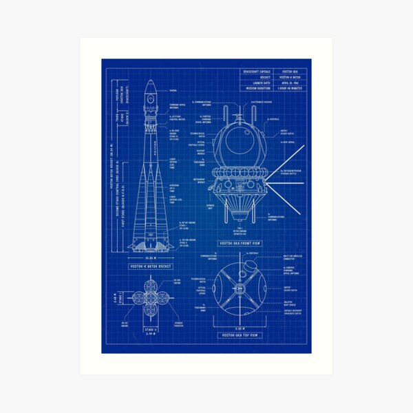 "Vostok Blueprint (Blueprint) Vertical" Art Print for Sale by BGALAXY ...