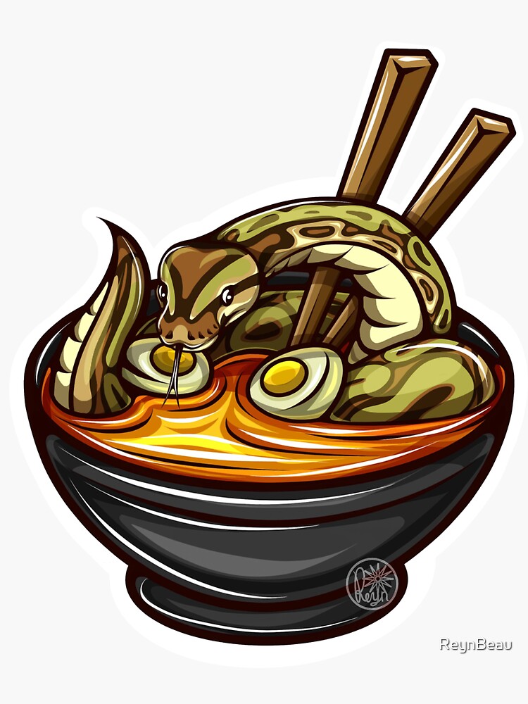 "Thicc Noodles: Ball Python Udon" Sticker for Sale by ReynBeau | Redbubble