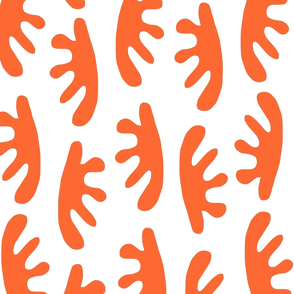 "Dancing Blobs Cheerful Boho Maximalist Pattern in Orange and White" by ...