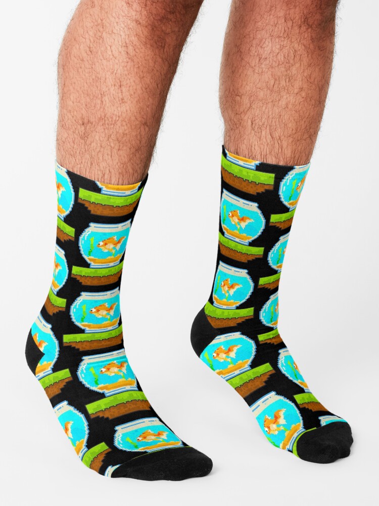 "Cute 8-Bit Fish Awesome Animal 8Bit Pet Aquarium Tile Pattern" Socks ...
