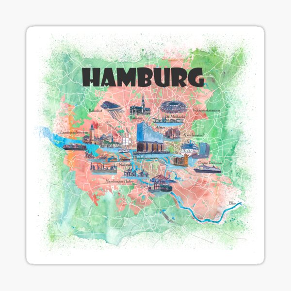Sticker for Sale mit "Hamburg Deutschland Reiseplakat Lieblingskarte ...