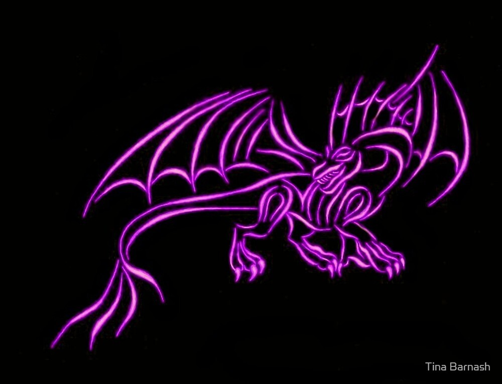 "Neon Pink Flame Dragon" by Tina Barnash | Redbubble