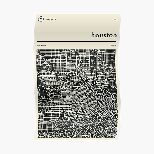 "HOUSTON TEXAS MAP" Poster by JazzberryBlue | Redbubble