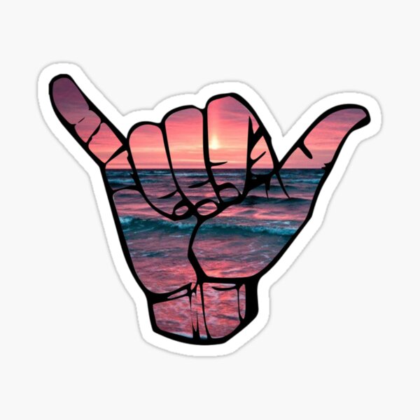 "Sunset Ocean Shaka Hand" Sticker for Sale by lolsammy910 | Redbubble