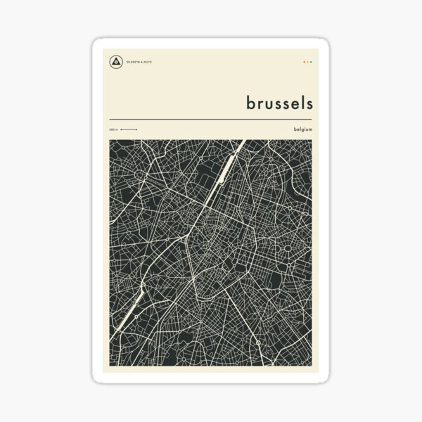 "BRUSSELS MAP" Sticker for Sale by JazzberryBlue | Redbubble