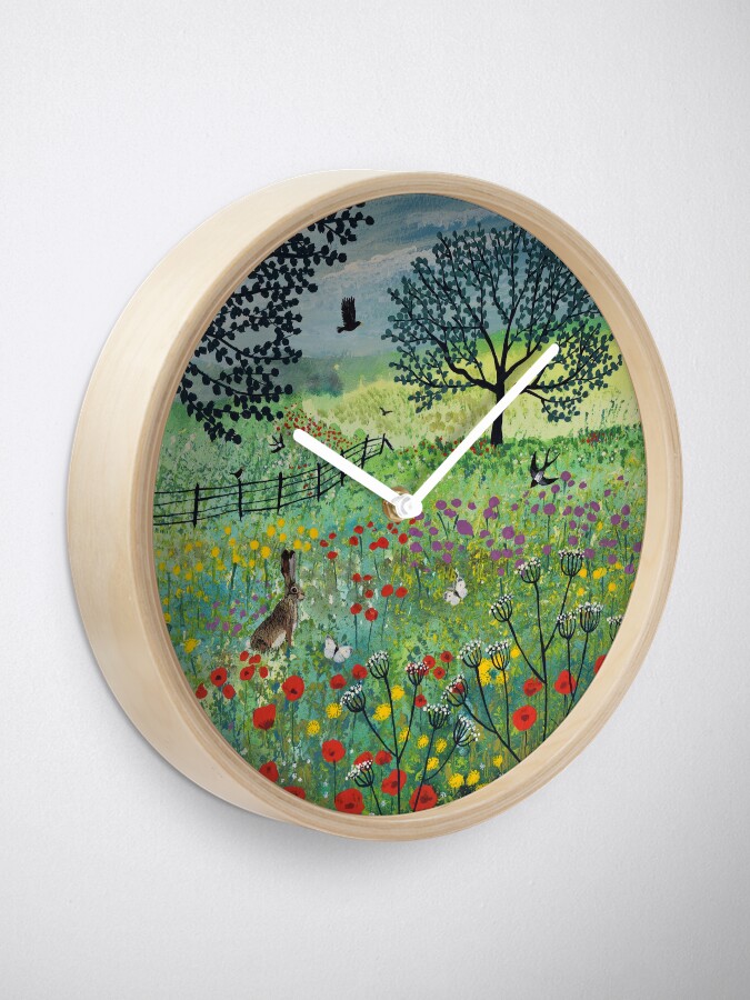 "In Summer Meadow" Clock for Sale by Jogrundyart | Redbubble