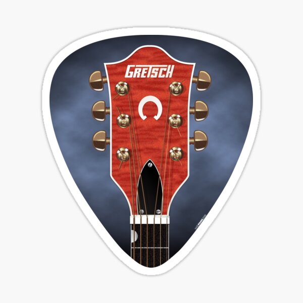 "GUITAR HEADSTOCK PICK ART - GRETSCH ATKINS" Sticker by WOOFANG | Redbubble