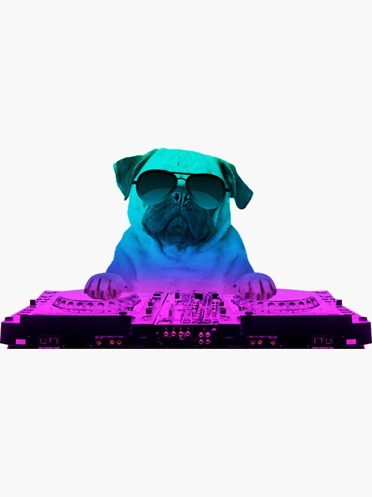 "Dj Pug Rainbow Color" Sticker for Sale by jungallano | Redbubble