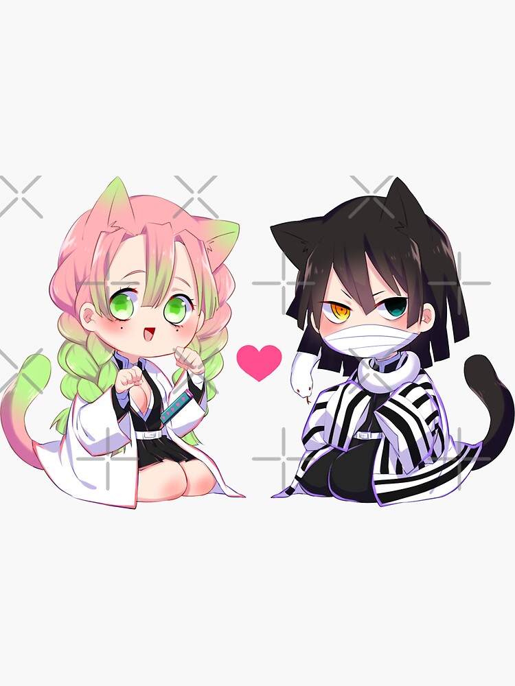 "Obanai Iguro, Misturi Kanroji, Kimestu no Yaiba, Demon Slayer" Sticker ...