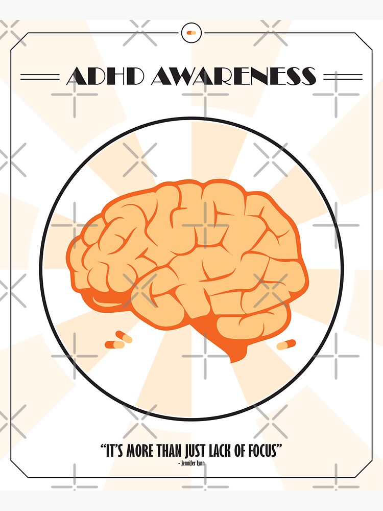 "ADHD Poster" Sticker for Sale by 1PointlessPeach | Redbubble