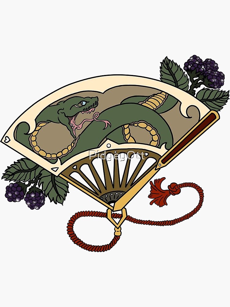 "Japanese Snake Fan" Sticker for Sale by PidgeyOtt | Redbubble