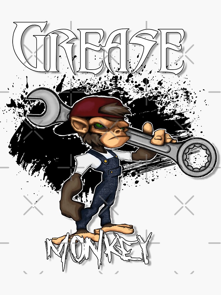 "Grease Monkey Shirt Design" Sticker for Sale by tanasepetrus | Redbubble