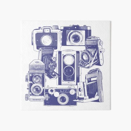 "Vintage Camera Collage in Blue" Art Board Print by RetroArtFactory ...