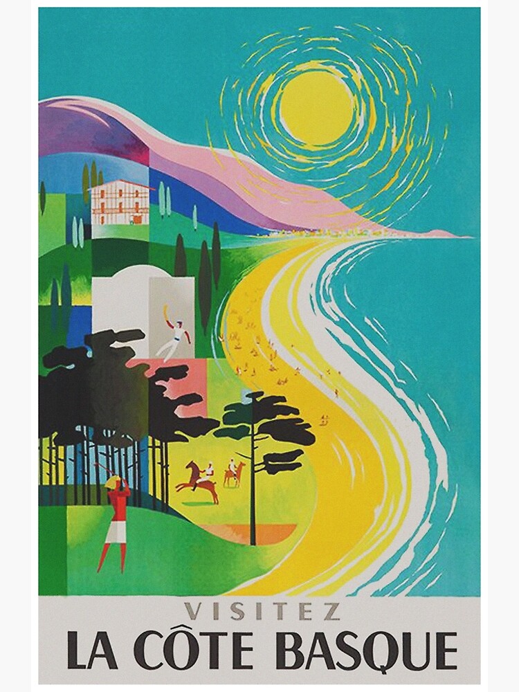 La Cote Basque, France, Vintage Travel Poster Premium Matte Vertical ...