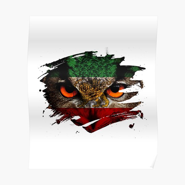 "Persia Flag and Menacing Owl" Poster by ockshirts | Redbubble