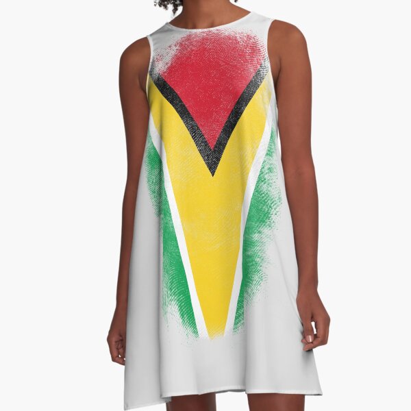 "Guyana Flag Souvenir - Distressed Guyanese Design" A-Line Dress for ...