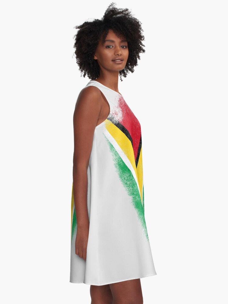 "Guyana Flag Souvenir - Distressed Guyanese Design" A-Line Dress for ...