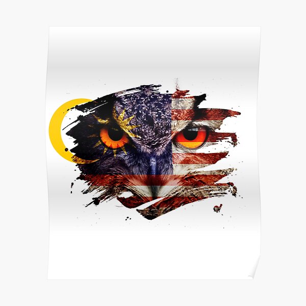 "Malaysia Flag and Menacing Owl" Poster by ockshirts | Redbubble