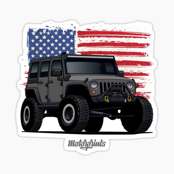 "Jeep Adventure (gray)" Sticker for Sale by MotorPrints | Redbubble