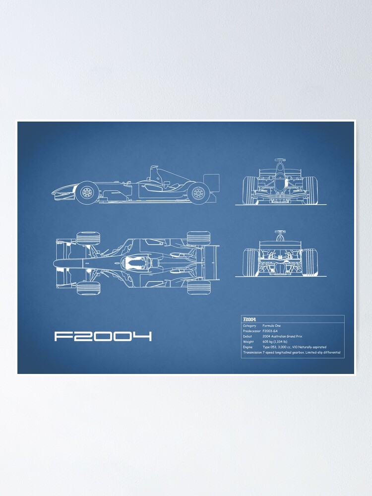 "The F2004 GP Blueprint" Poster for Sale by rogue-design | Redbubble
