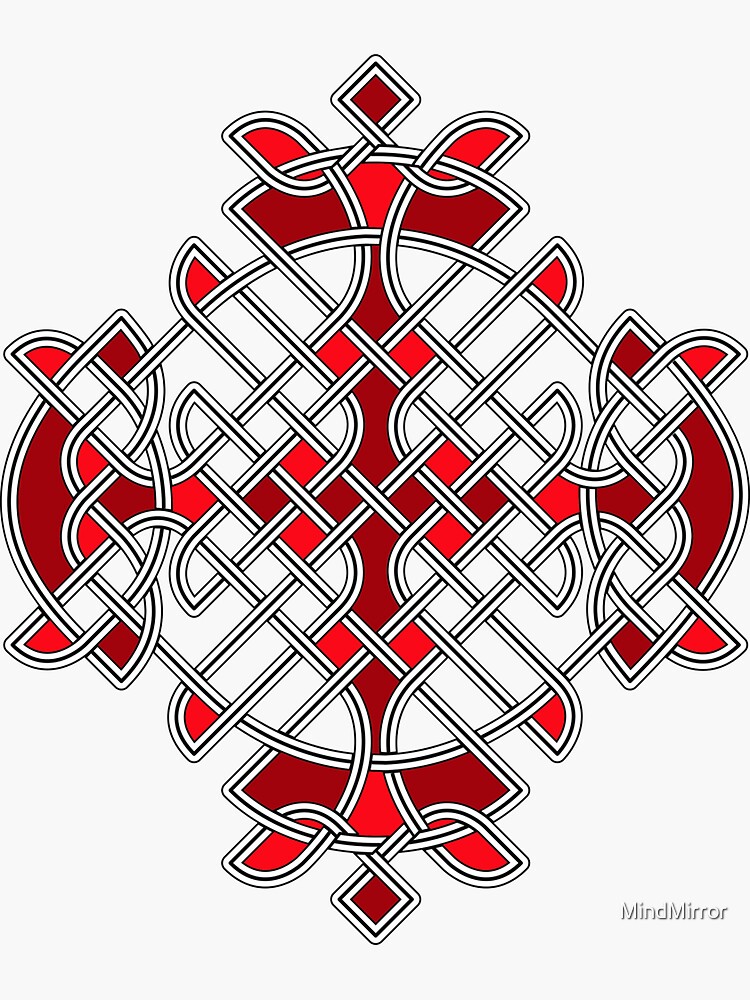 "Red Celtic knot weaving pattern Cross" Sticker by MindMirror | Redbubble