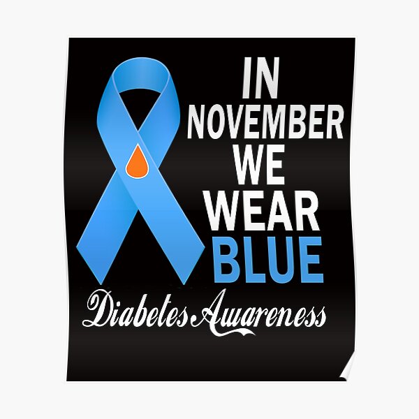 "In November We Wear Blue Diabetes Awareness Blue Ribbon T1D & T2D ...