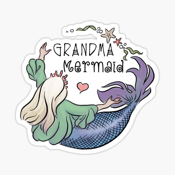 "Grandma Mermaid Logo " Sticker for Sale by abigull | Redbubble