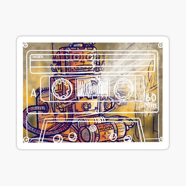 "Pop-art tape cassette Robot firefighter " Sticker for Sale by ...