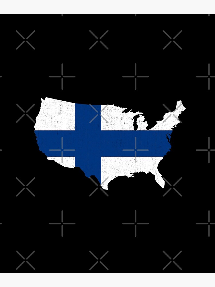 "USA Map with Finland Flag Finnish American Pride Design" Poster by ...