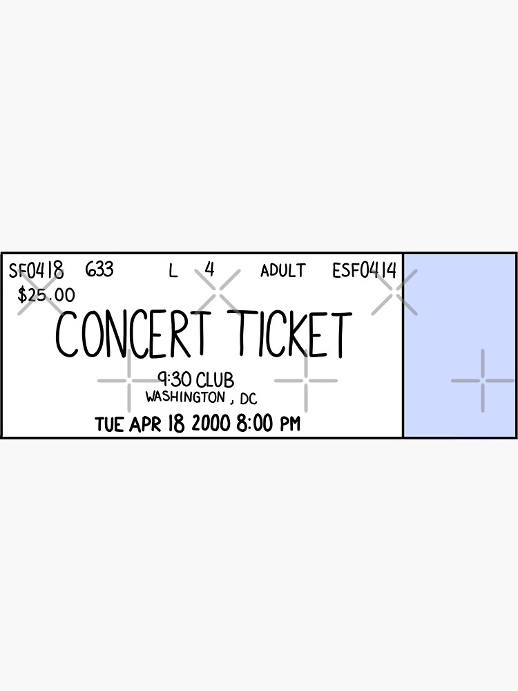 "concert ticket" Sticker for Sale by cool stickerz | Redbubble