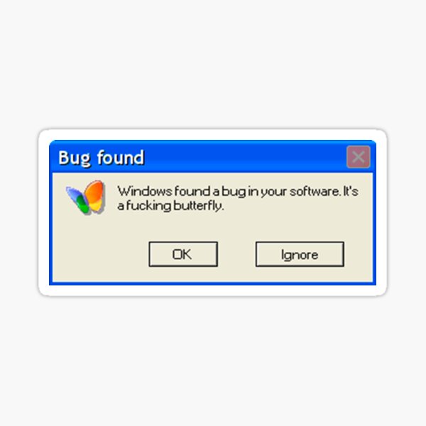 "FOUND BUTTERFLY ERROR" Sticker for Sale by mmdotdaniel17 | Redbubble