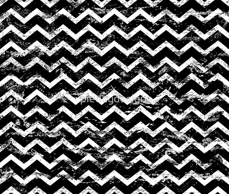 "Distessed Black and White Chevron" by piedaydesigns | Redbubble