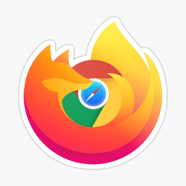 "Firefox, Chrome, Safari Logo" Sticker by anthonythesis | Redbubble