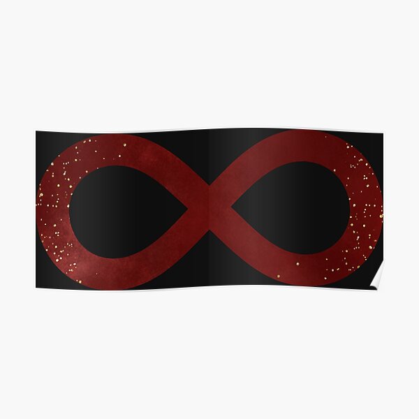 Póster «Símbolo festivo de infinito rojo y dorado en negro» de ...