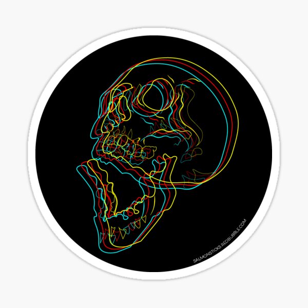 "Neon Skull Detailed" Sticker by salmonsticks | Redbubble