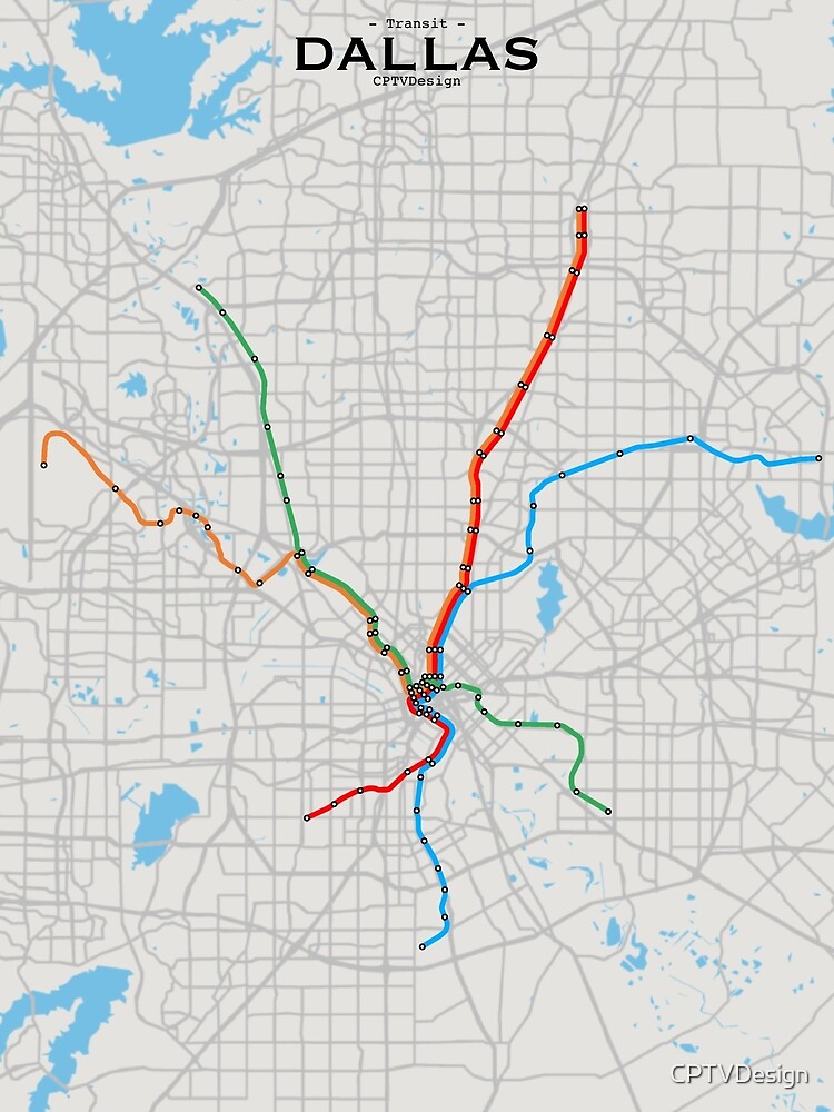Dallas Transit Map Premium Matte Vertical Poster sold by Ian Woodley ...
