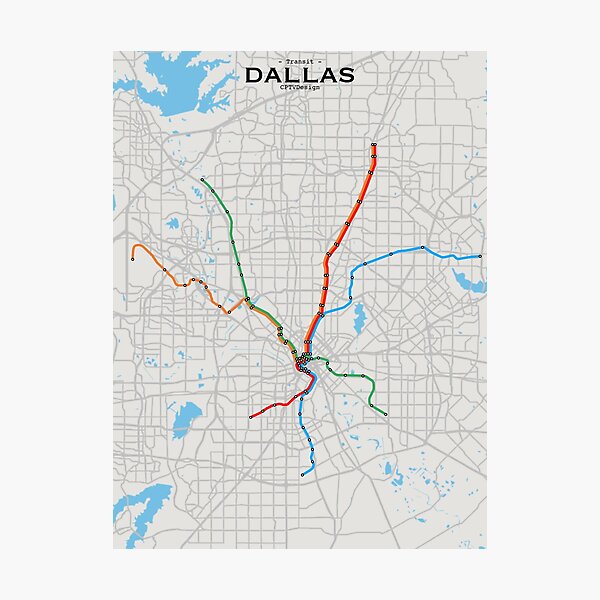 "Dallas Transit Map" Photographic Print for Sale by CPTVDesign | Redbubble