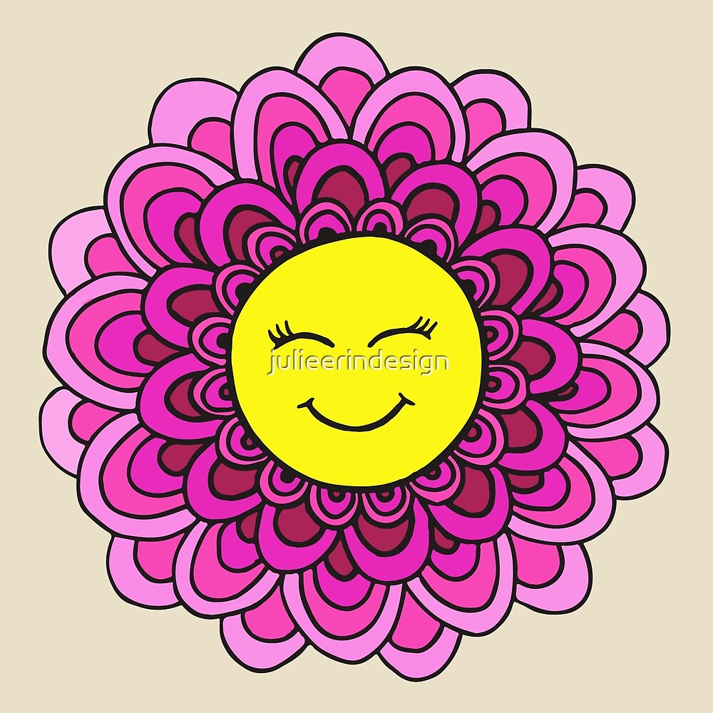 "Smile Happy Face Flower Cute Pink" by Julie Erin Designs | Redbubble