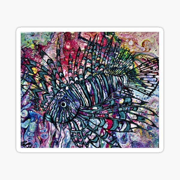 "Lionfish" Sticker for Sale by GreenGeckoArt | Redbubble