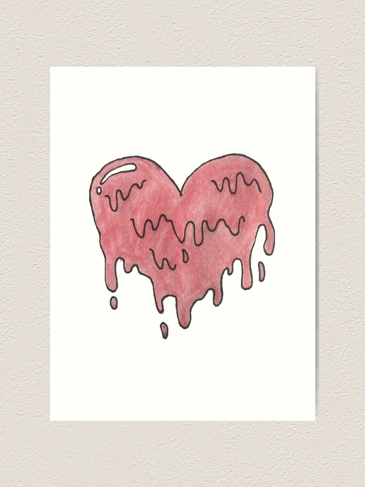 "dripping love heart pink drawing sketch sticker" Art Print for Sale by ...