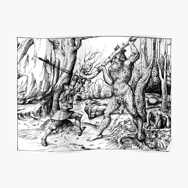 "The Fight in the Forest - Knight vs Wildman" Poster for Sale by ...