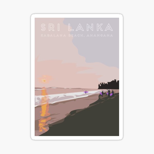 "Ahangama, Sri Lanka Travel Poster" Sticker by carriedesigns | Redbubble
