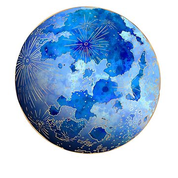 "blue watercolour moon" Sticker for Sale by MartaOlgaKlara | Redbubble