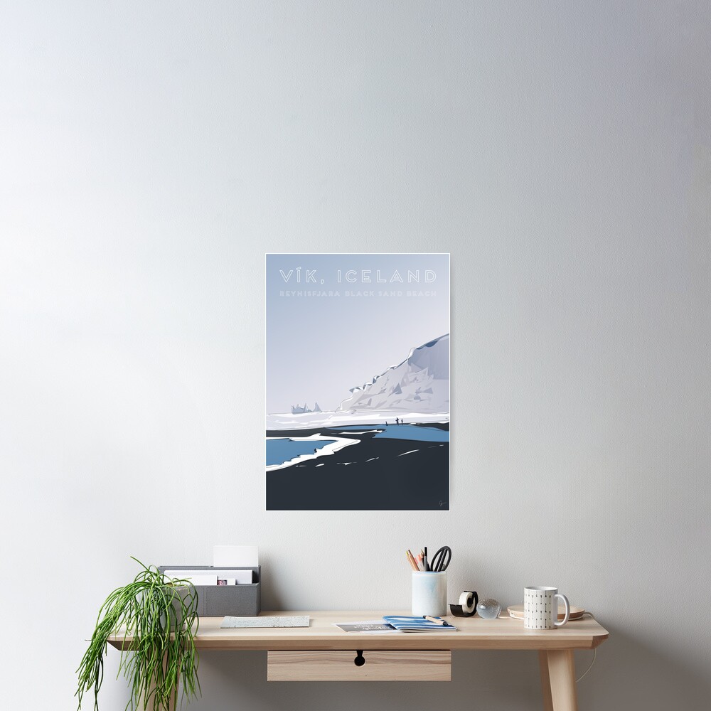 "Vik Reynisfjara Black Sand Beach, Iceland Travel Poster" Poster for ...