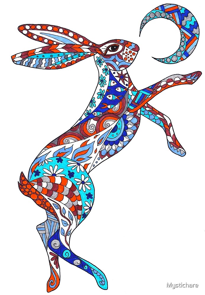 "Patterned Leaping Hare Design" by Mystichare | Redbubble