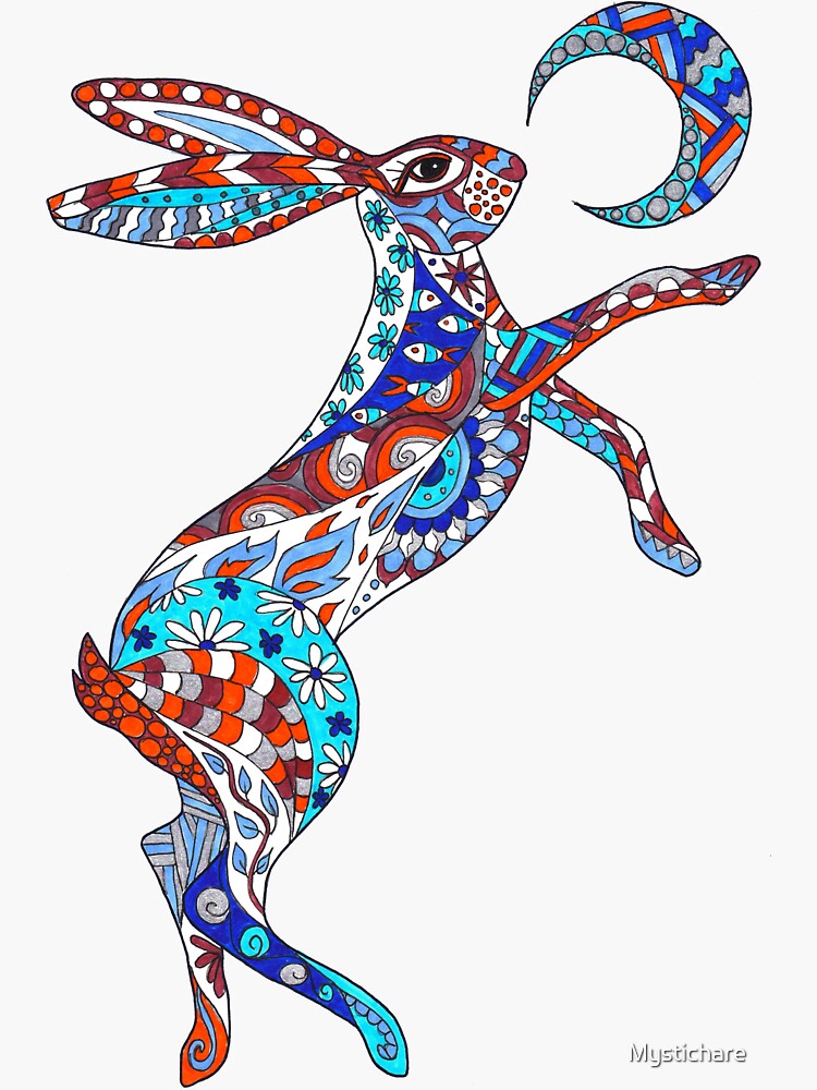 "Patterned Leaping Hare Design" Sticker for Sale by Mystichare | Redbubble