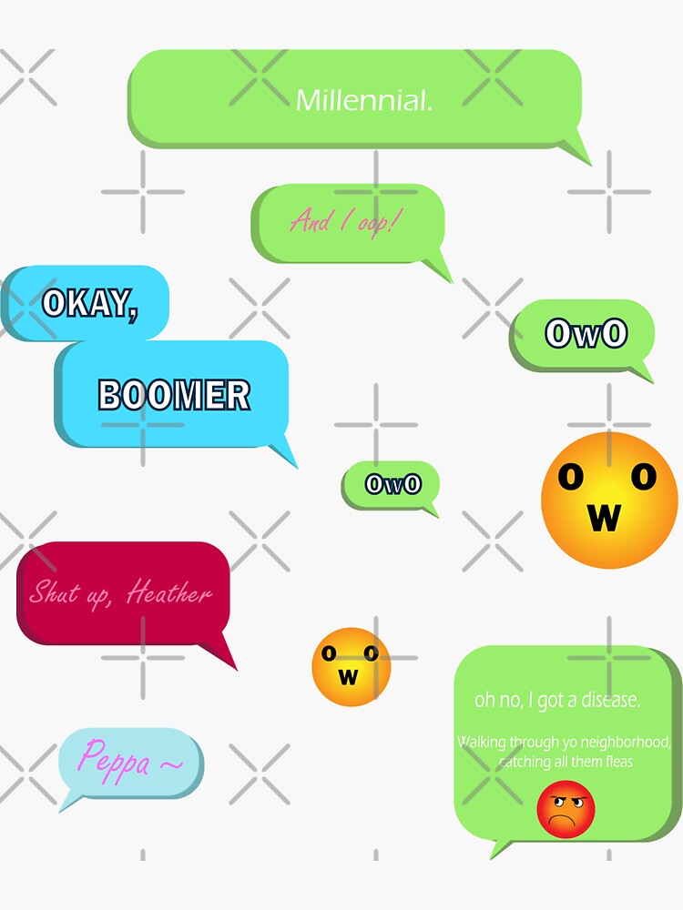 "Millennial Text Sticker Pack 1" Sticker by KMGraphics99 | Redbubble