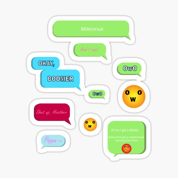 "Millennial Text Sticker Pack 1" Sticker by KMGraphics99 | Redbubble