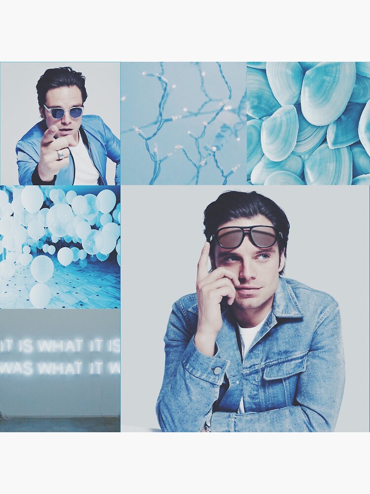 "Sebastian Stan Sticker Light Blue #1" Sticker for Sale by MarvelEdits ...